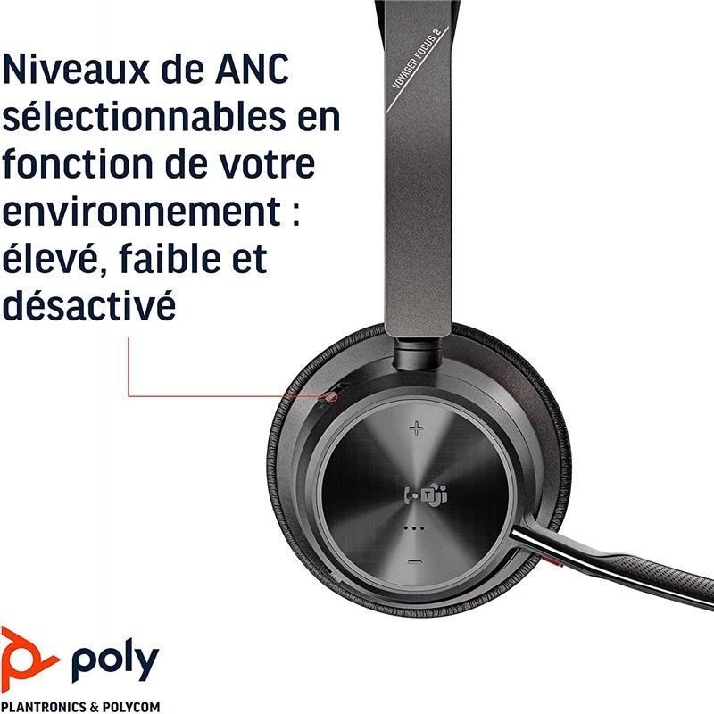 Auriculares estéreo abiertos Poly Voyager Focus 2 UC (USB-A, Bluetooth ...